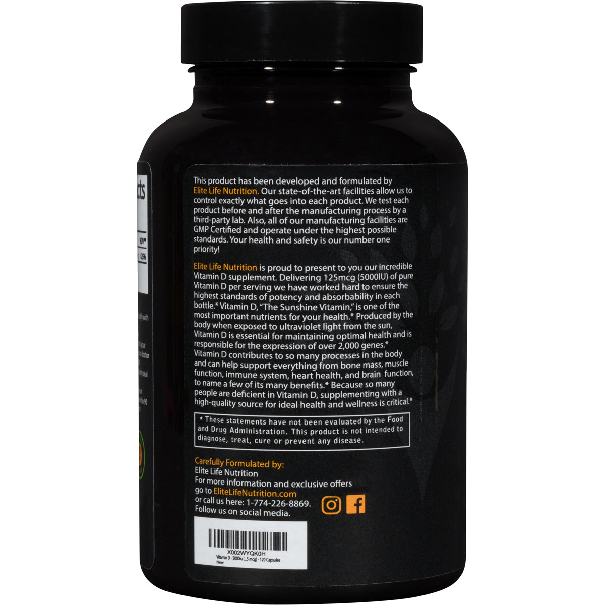 Vitamin D - 5000IU (125mcg) - Pure, Bioavailable Vitamin For Peak Heal ...